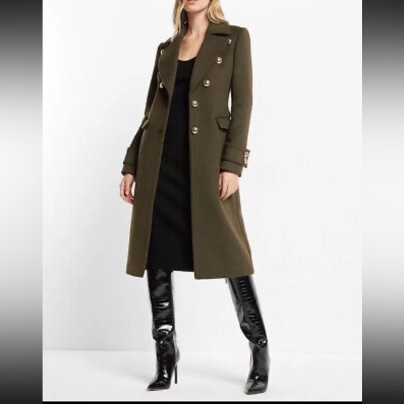 Express | Jackets & Coats | New Express 328 Olive Green Wool Blend ...